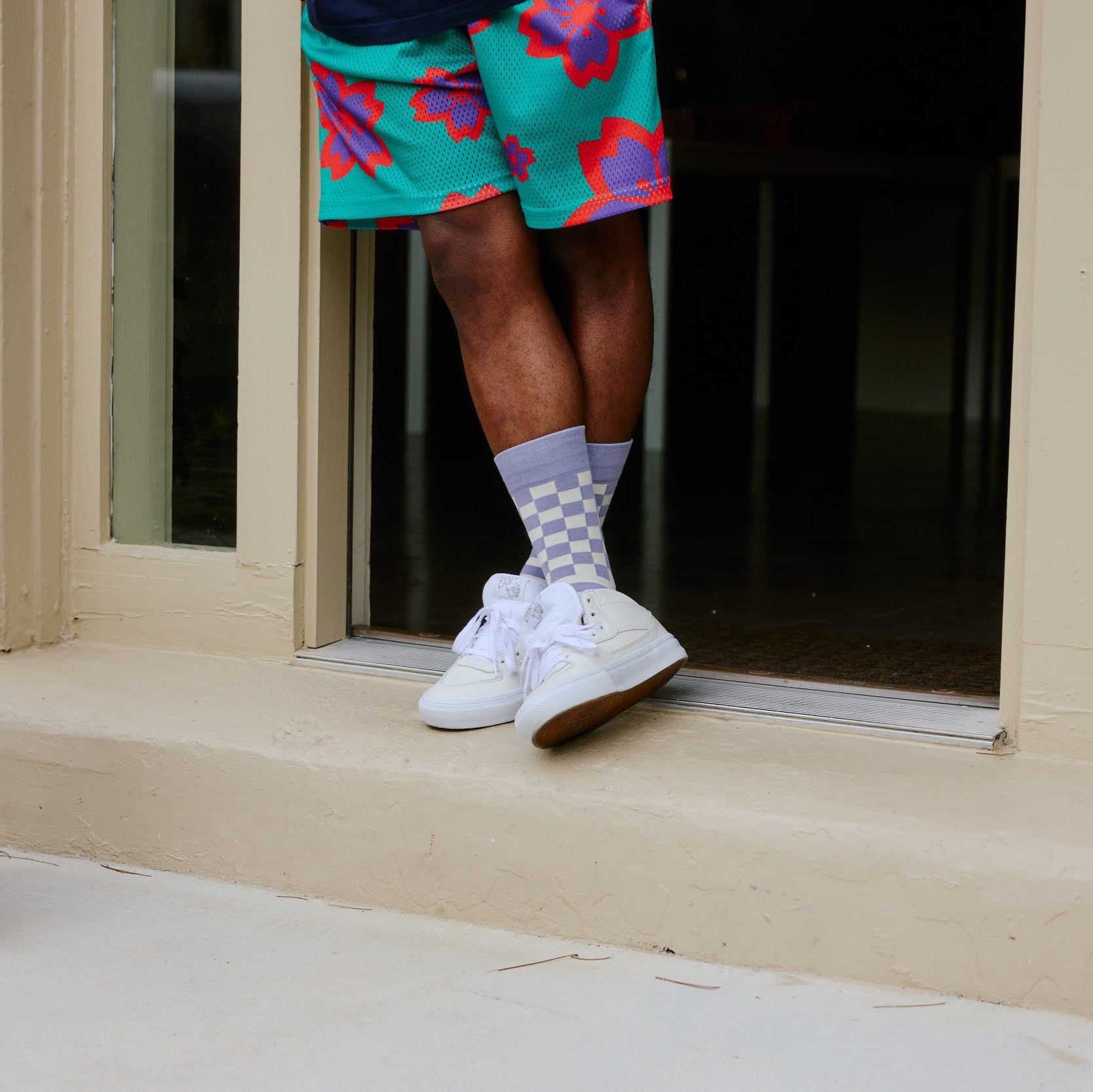 Checker Stripe Periwinkle Socks