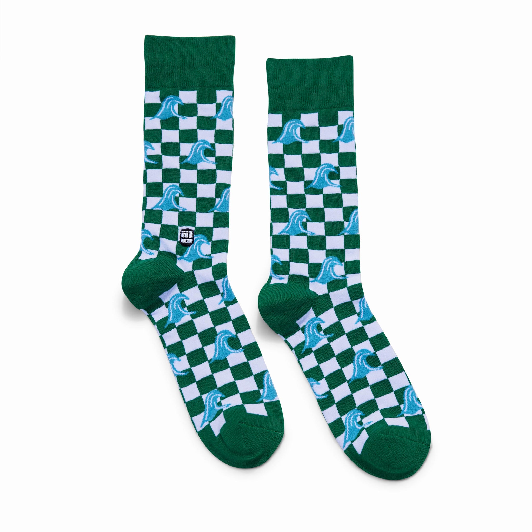 Green Wave Checker Socks